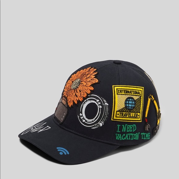 Zara | Accessories | Nwt Zara Black Baseball Cap With Patches | Poshmark